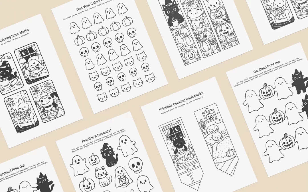 Free Halloween Coloring Printables: Cozy Bookmarks, Decorations & DIY ...